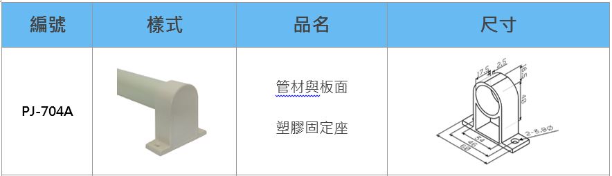 PJ-704A 管材與板面塑膠固定座