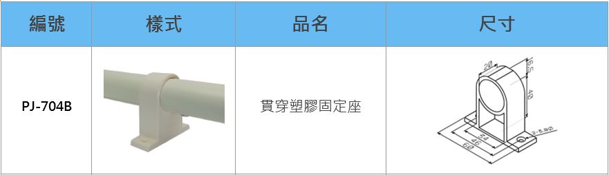 PJ-704B 貫穿塑膠固定座